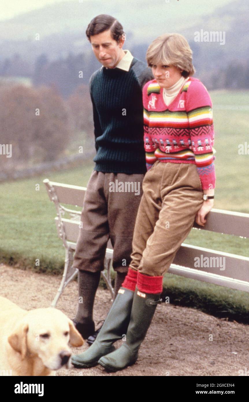 Princess Diana and Prince Charles pose for the cameras during a walk in ...