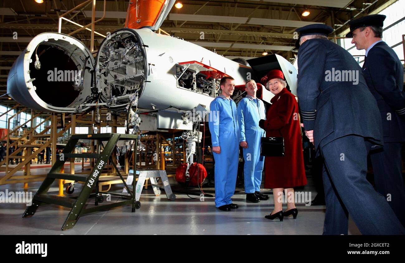 Queen Elizabeth II visits the Depth Hanger at RAF Marham, Norfolk ...