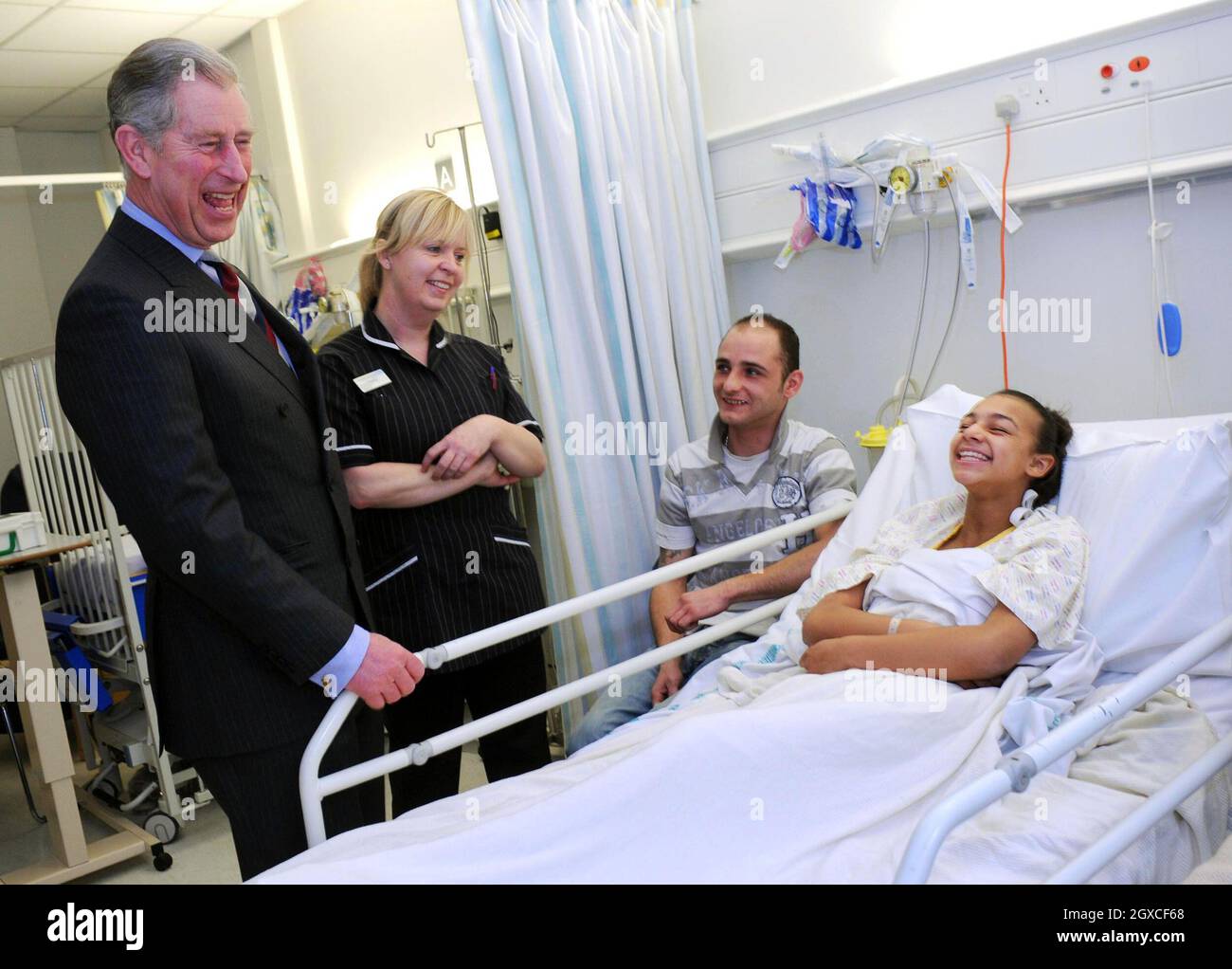 Prince Charles, Prince of Wales meets 14 year old Rhian Collymore, who ...