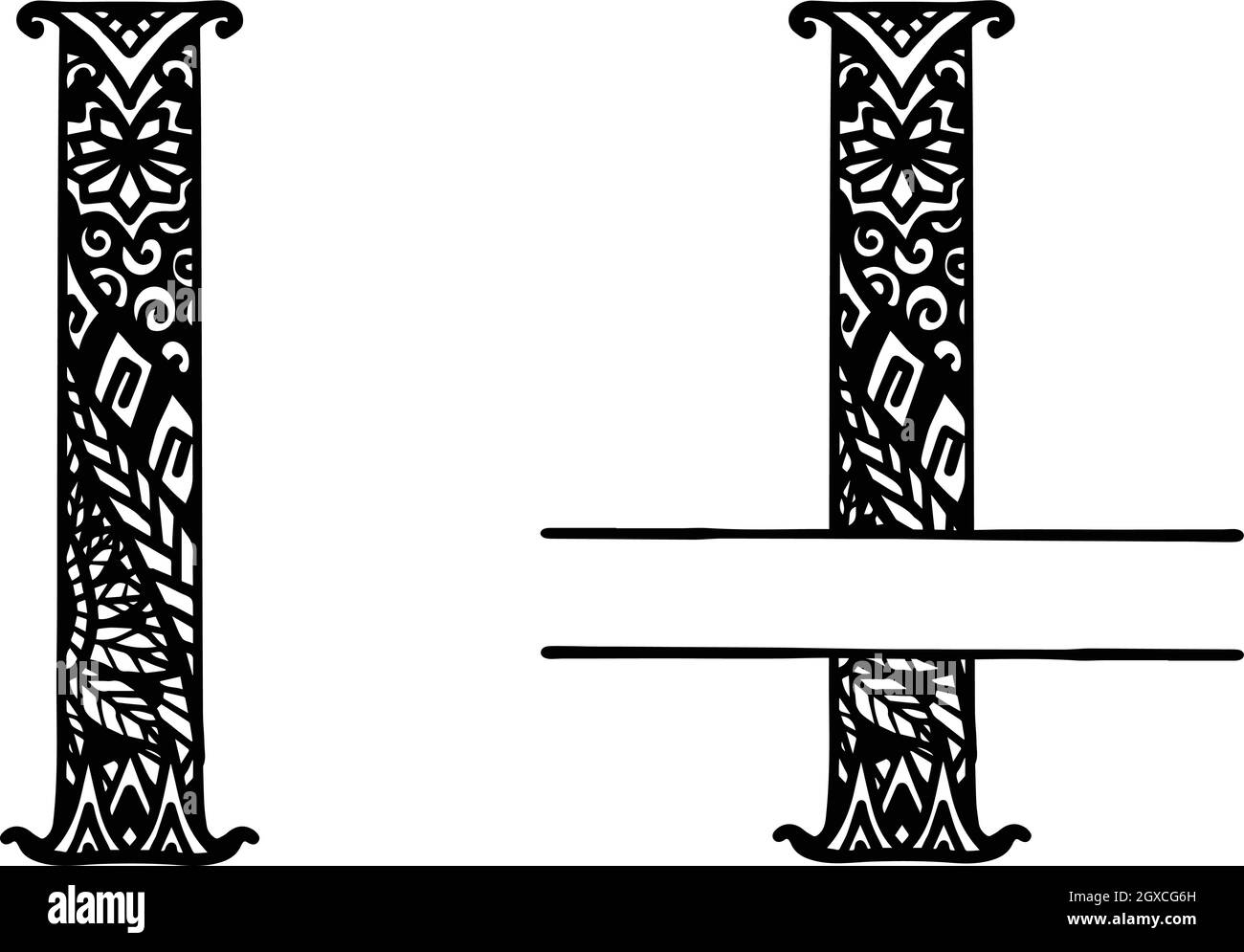 Hand drawn letter I for design element. Vector illustration Stock ...