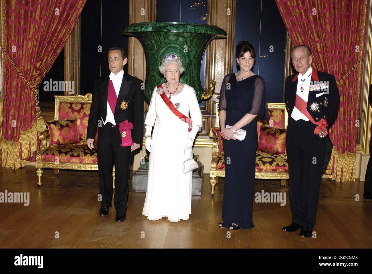 President Nicolas Sarkozy of France, Queen Elizabeth ll, Carla Bruni ...