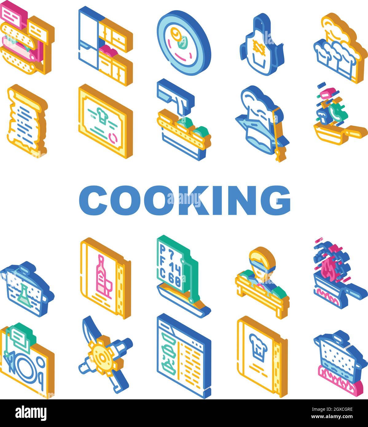 Cooking Courses Lesson Collection Icons Set Vector Stock Vector Image ...