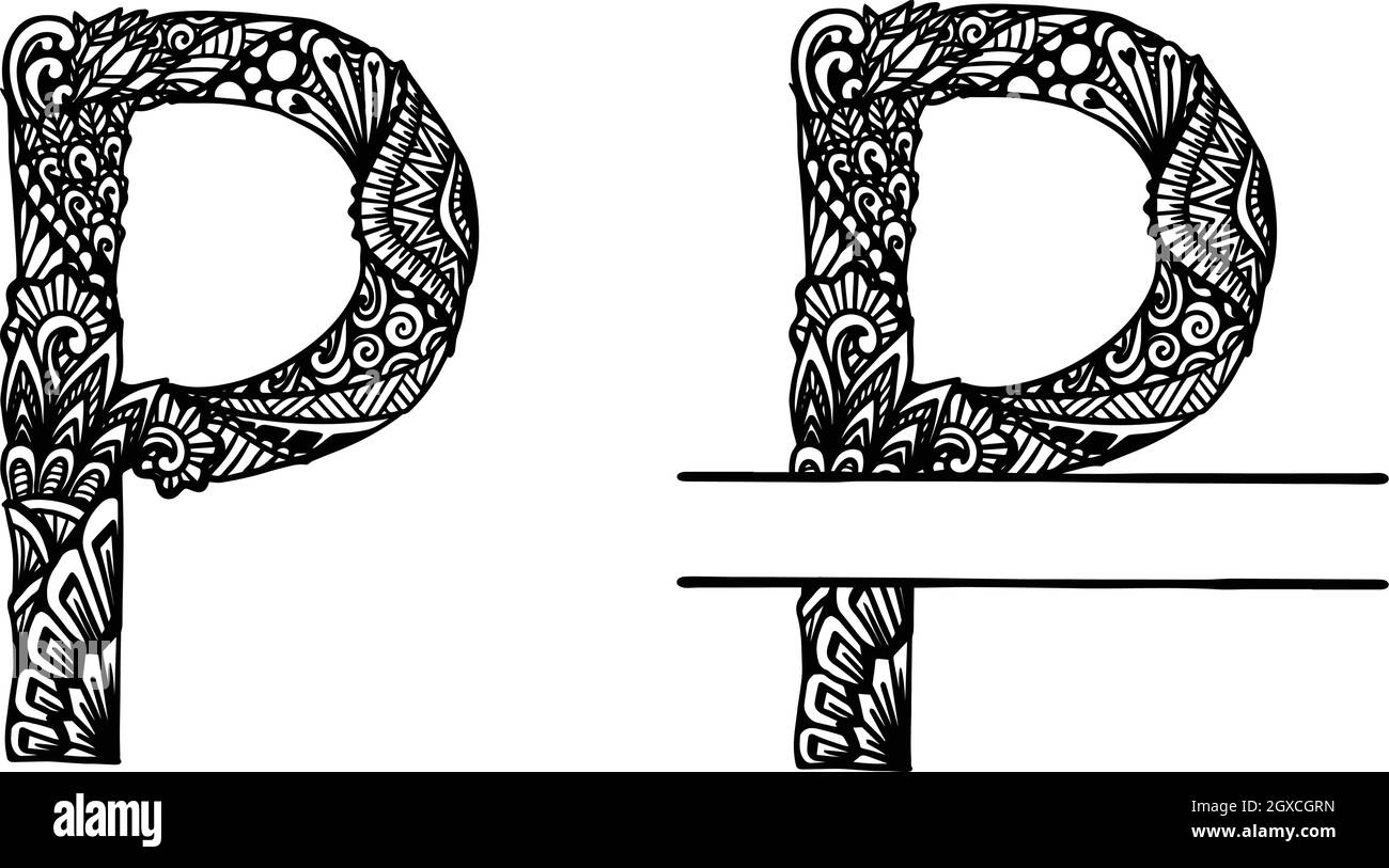 Hand drawn letter P for design element. Vector illustration Stock ...