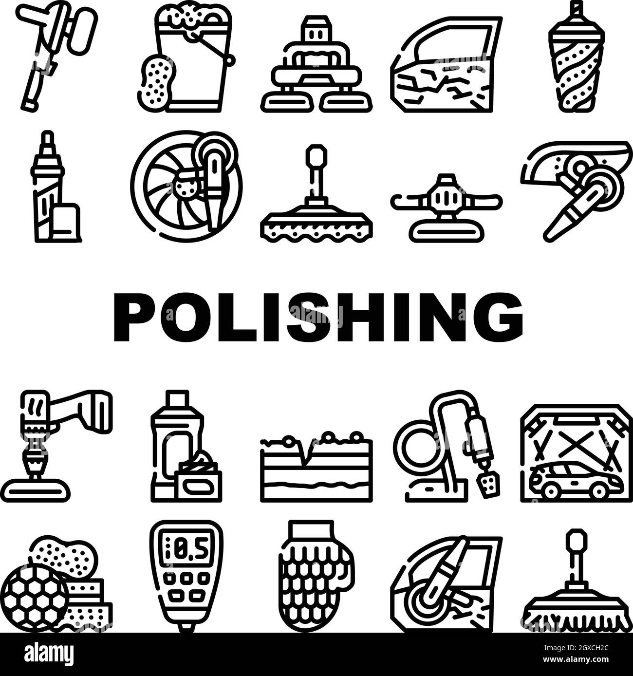Car Polishing Tool Collection Icons Set Vector Stock Vector Image & Art ...