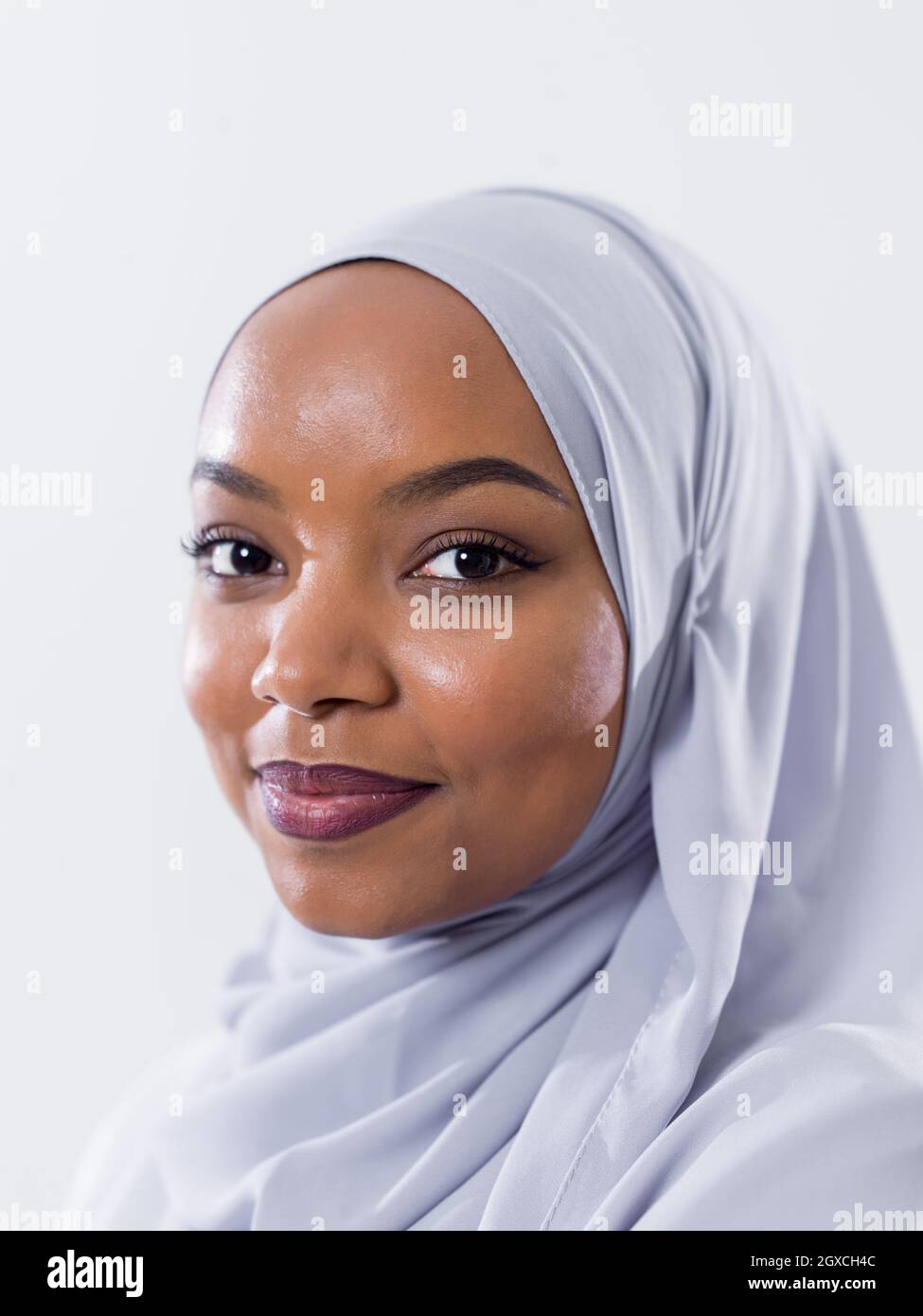 portrait of young modern muslim afro beauty wearing traditional islamic ...