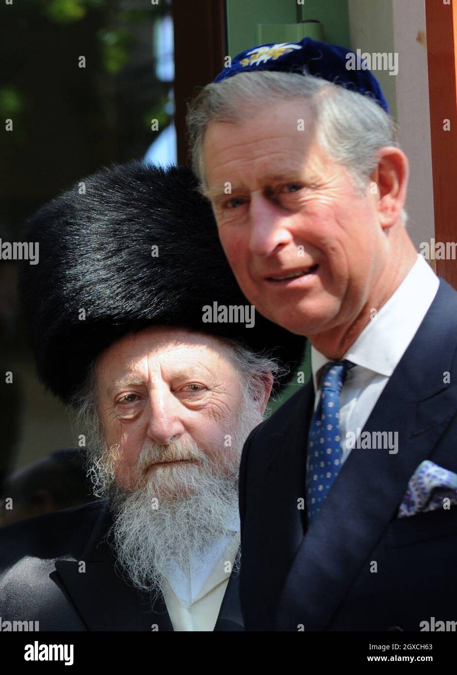 Prince Charles, Prince of Wales, wearing a Jewish yarmulka, opens the ...