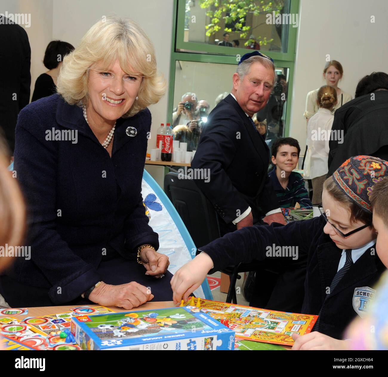 Prince Charles, Prince of Wales, wearing a Jewish yarmulka, and Camilla ...