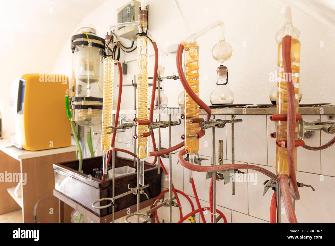 wine's laboratory with traditional and modern apparatus Stock Photo - Alamy