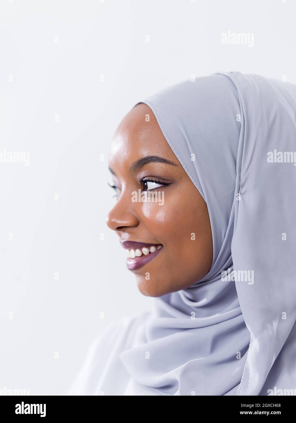 portrait of young modern muslim afro beauty wearing traditional islamic ...