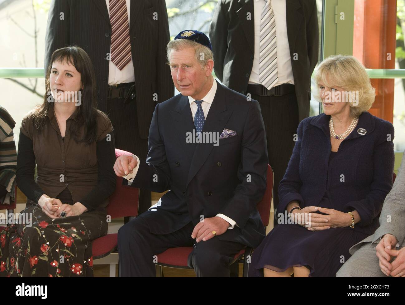 Prince Charles, Prince of Wales, wearing a Jewish yarmulka, and Camilla ...