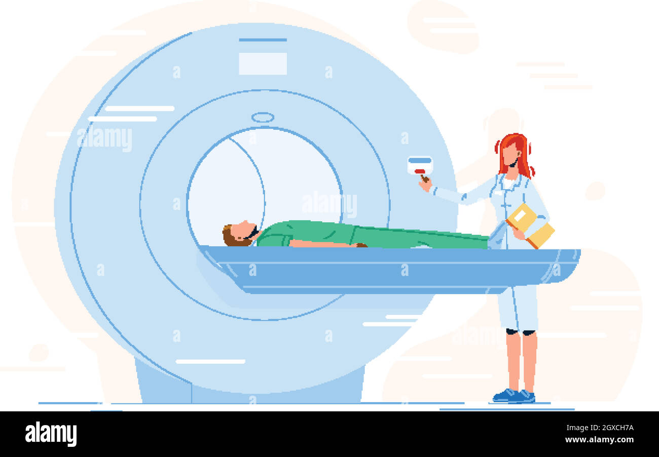 Nurse Preparing Patient For Mri Scan Test Vector Stock Vector Image ...