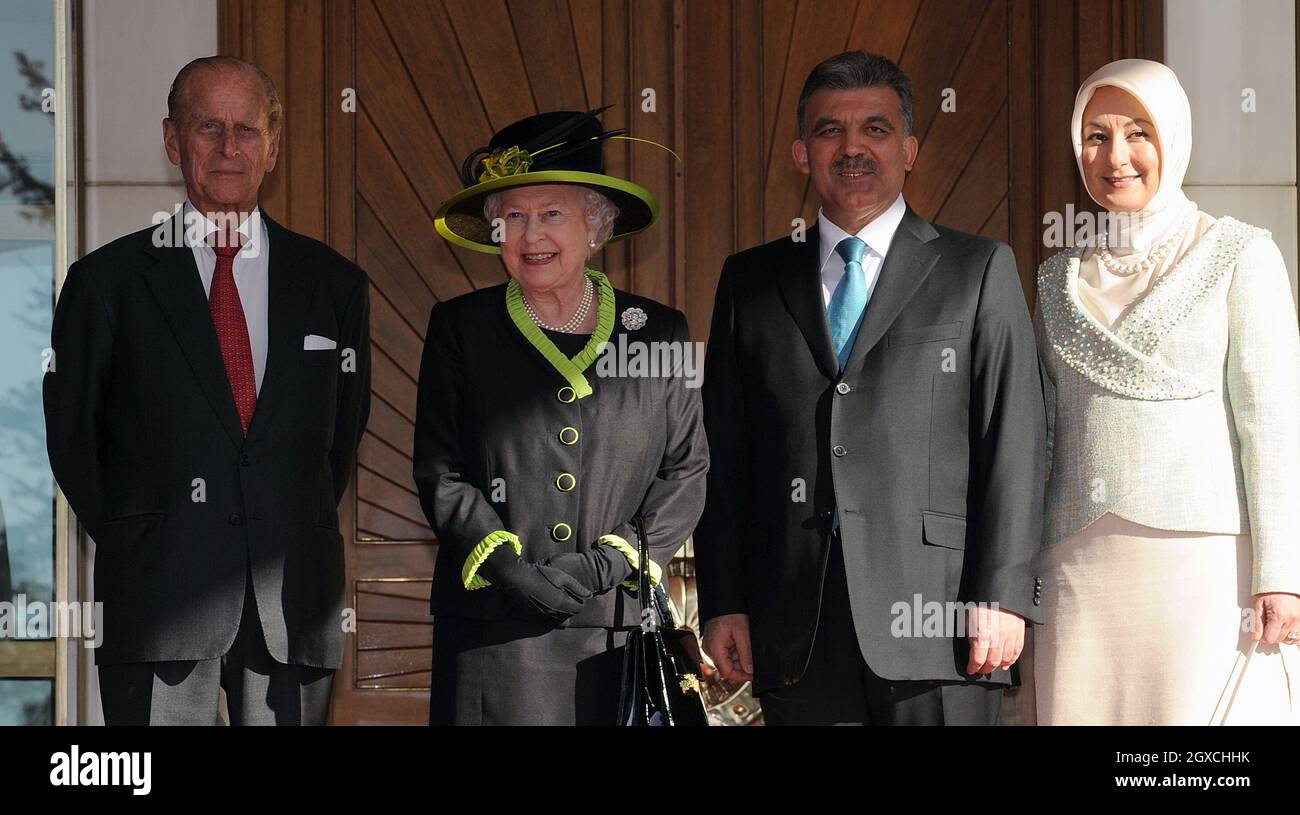 Queen Elizabeth II and Prince Philip, Duke of Edinburgh are welcomed by ...