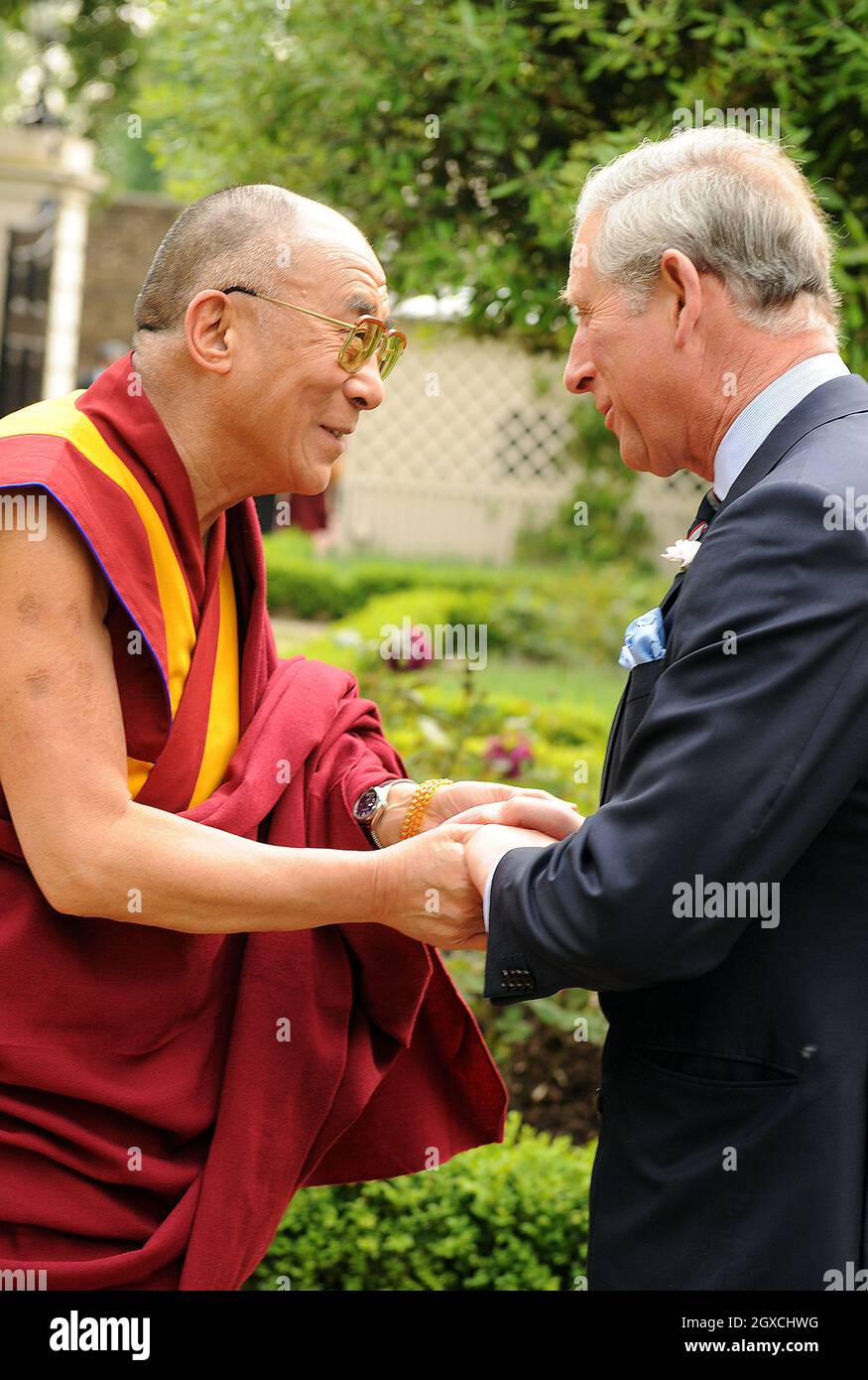 The Dalai Lama meets Prince Charles, Prince of Wales at Clarence House ...