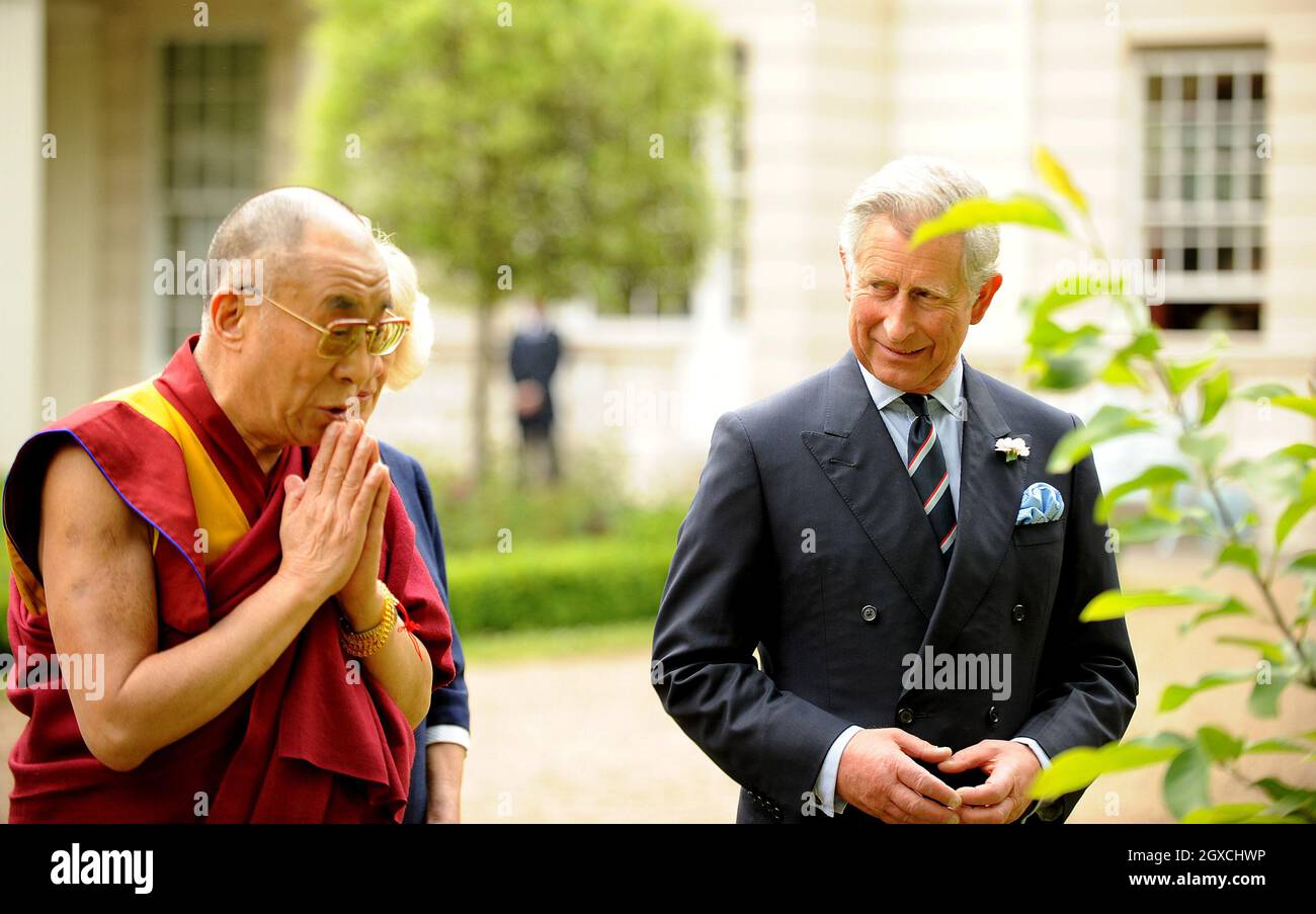 The Dalai Lama meets Prince Charles, Prince of Wales at Clarence House ...