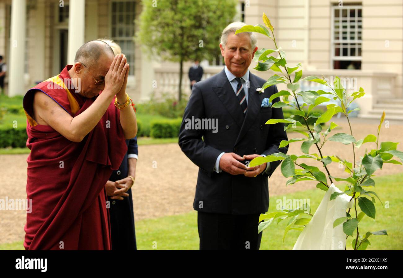 The Dalai Lama meets Prince Charles, Prince of Wales at Clarence House ...