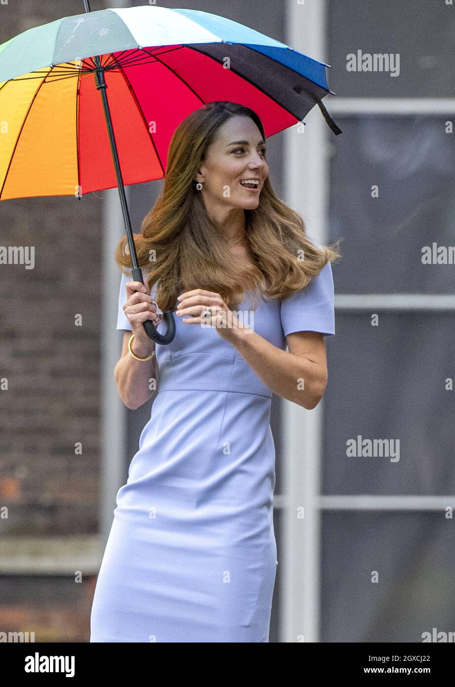 Catherine, Duchess of Cambridge, wearing an LK Bennett shift dress ...