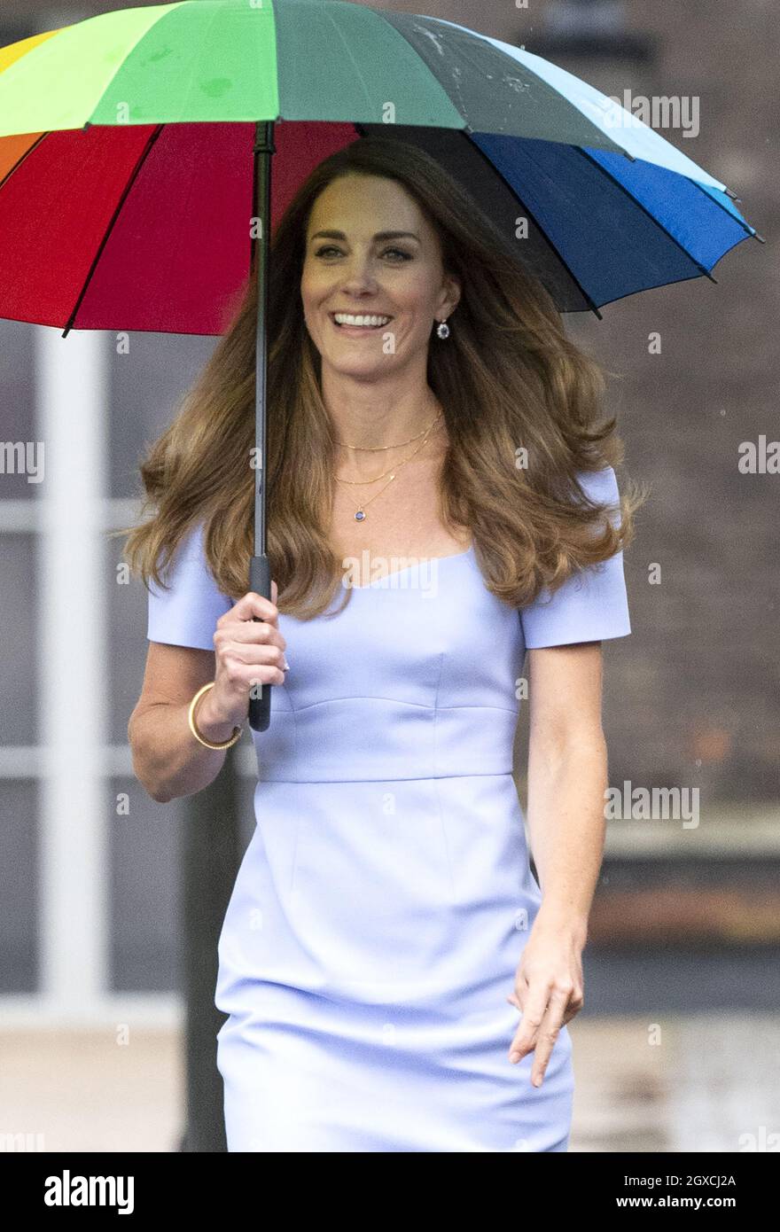 Catherine, Duchess of Cambridge, wearing an LK Bennett shift dress ...