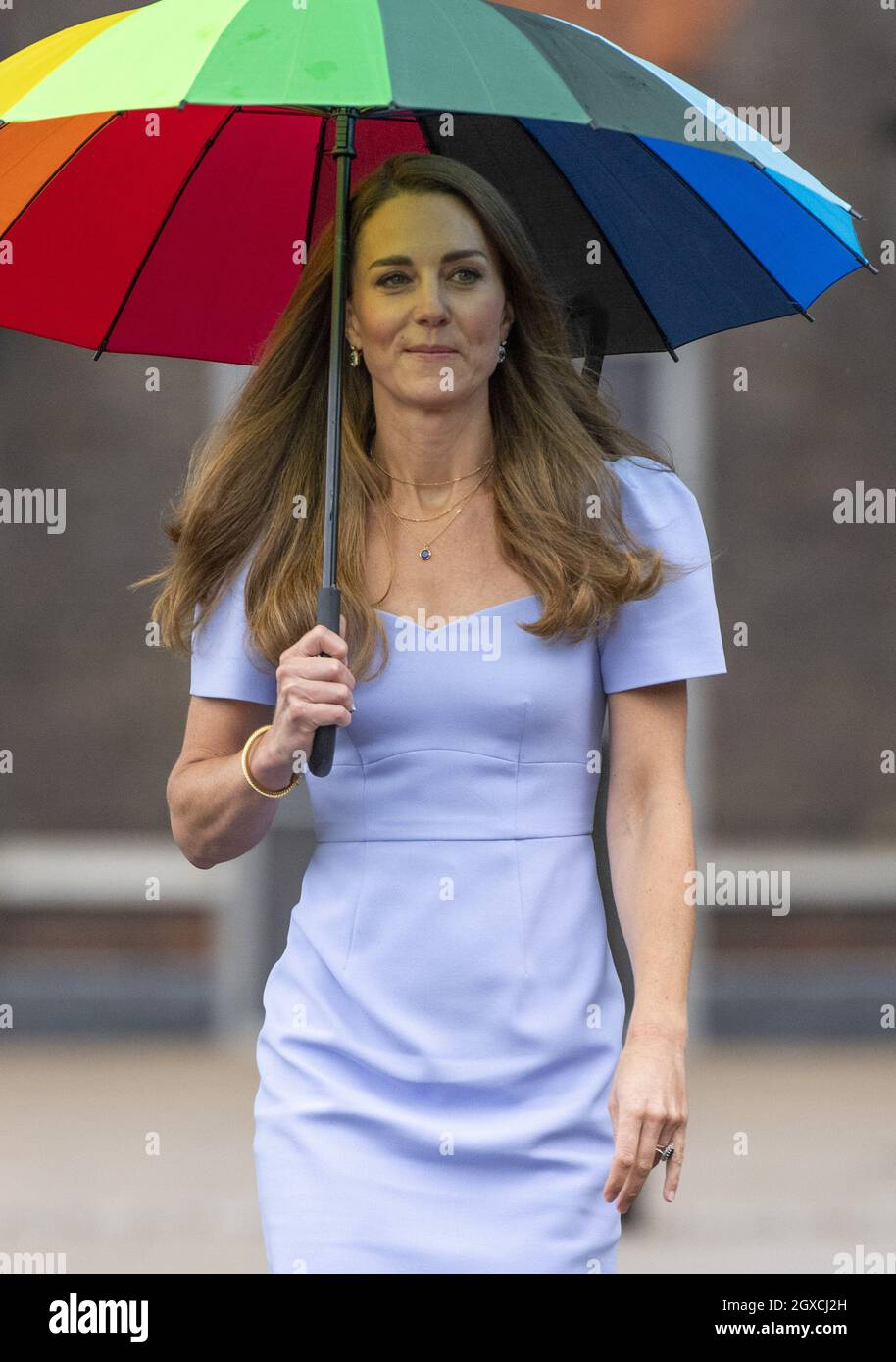 Catherine, Duchess of Cambridge, wearing an LK Bennett shift dress ...