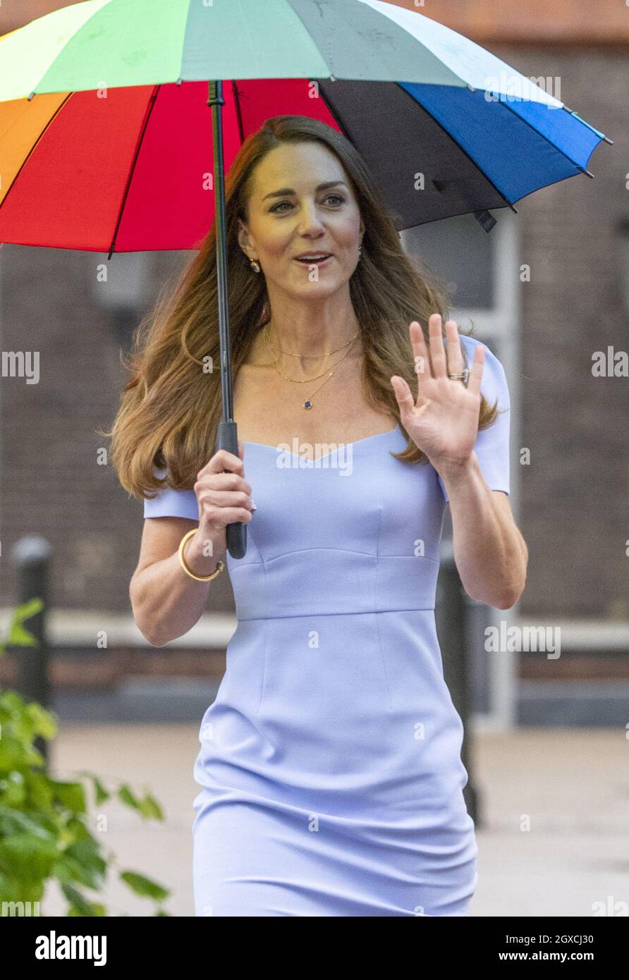 Catherine, Duchess of Cambridge, wearing an LK Bennett shift dress ...