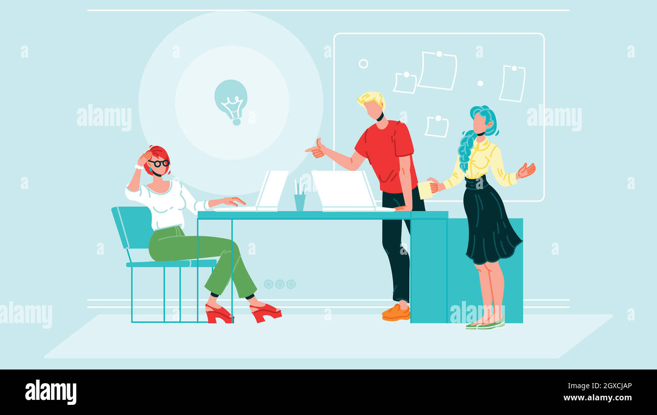 Male female colleagues discussing Stock Vector Images - Alamy