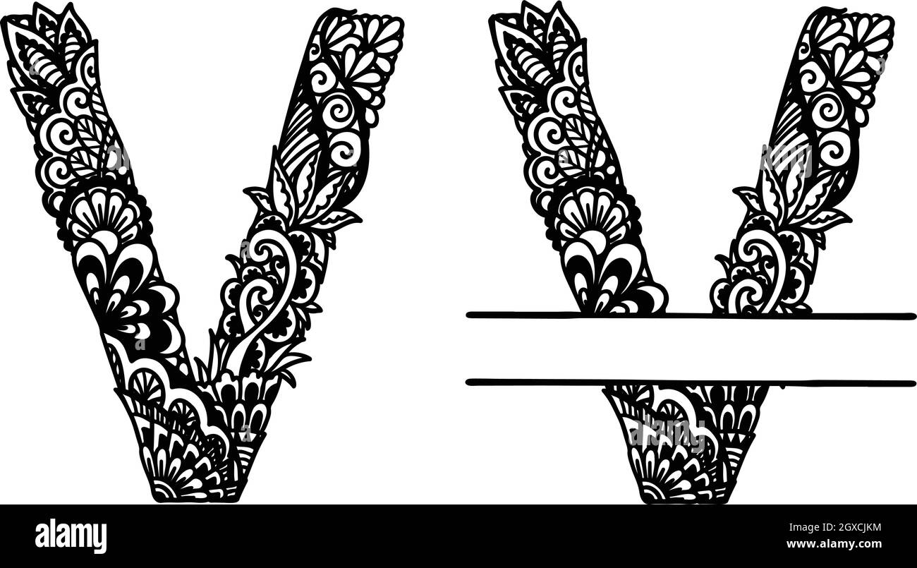 Hand drawn letter V for design element. Vector illustration Stock ...