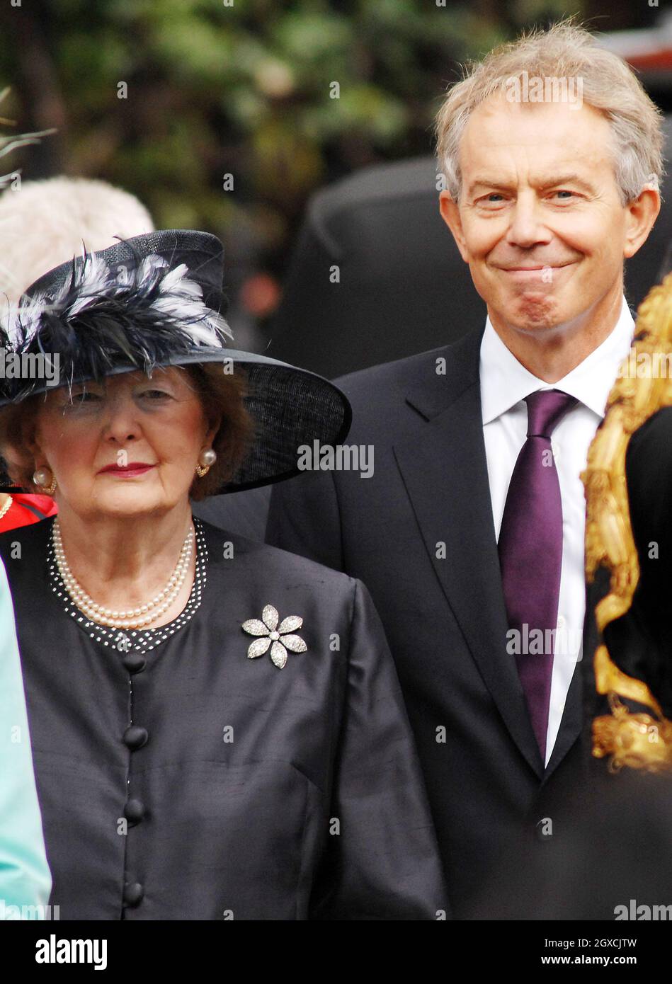 Baroness Margaret Thatcher and former British Prime Minister Tony Blair ...