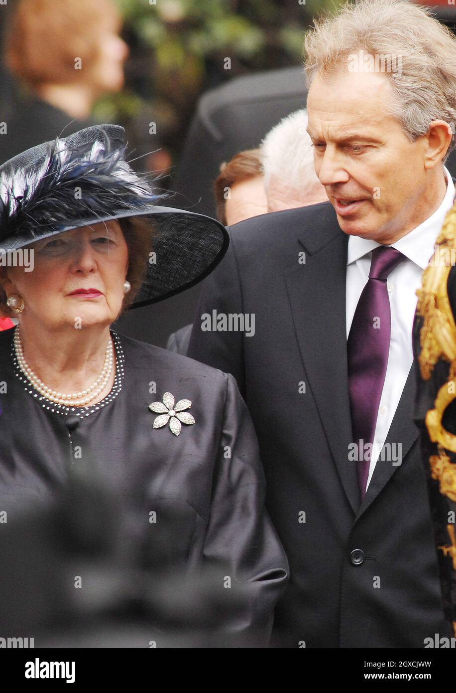 Baroness Margaret Thatcher and former British Prime Minister Tony Blair ...