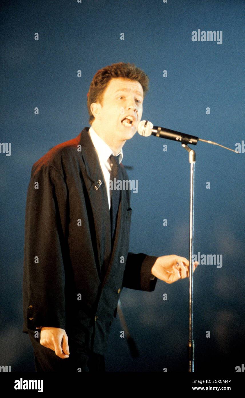 British singer and songwriter Tom Robinson sings during his performance ...
