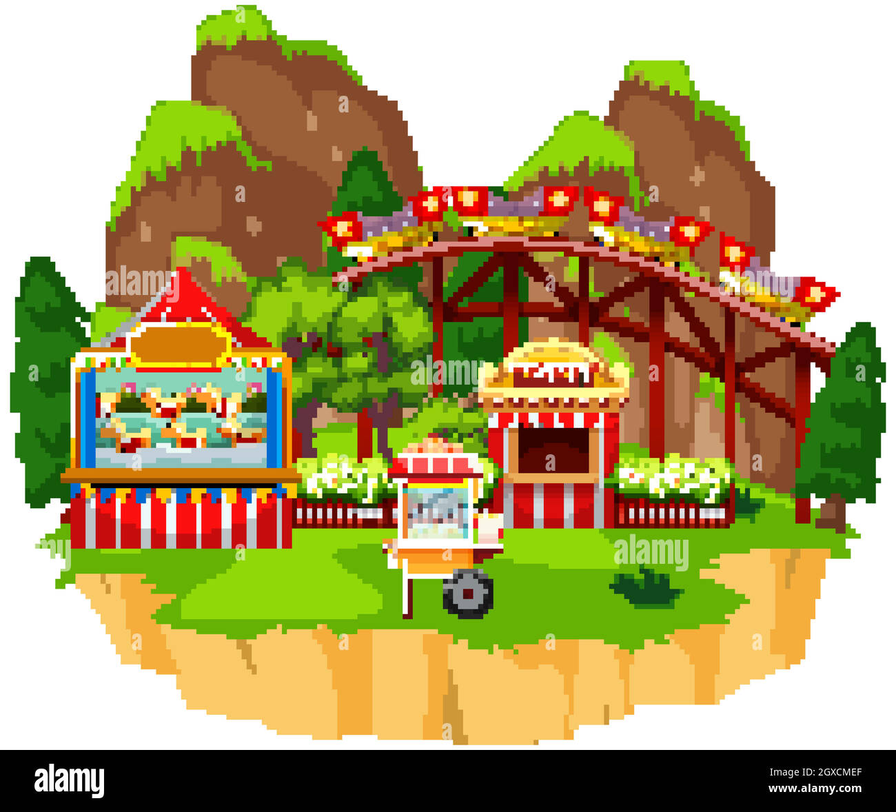 Scene with roller coaster and game on the island Stock Vector Image ...