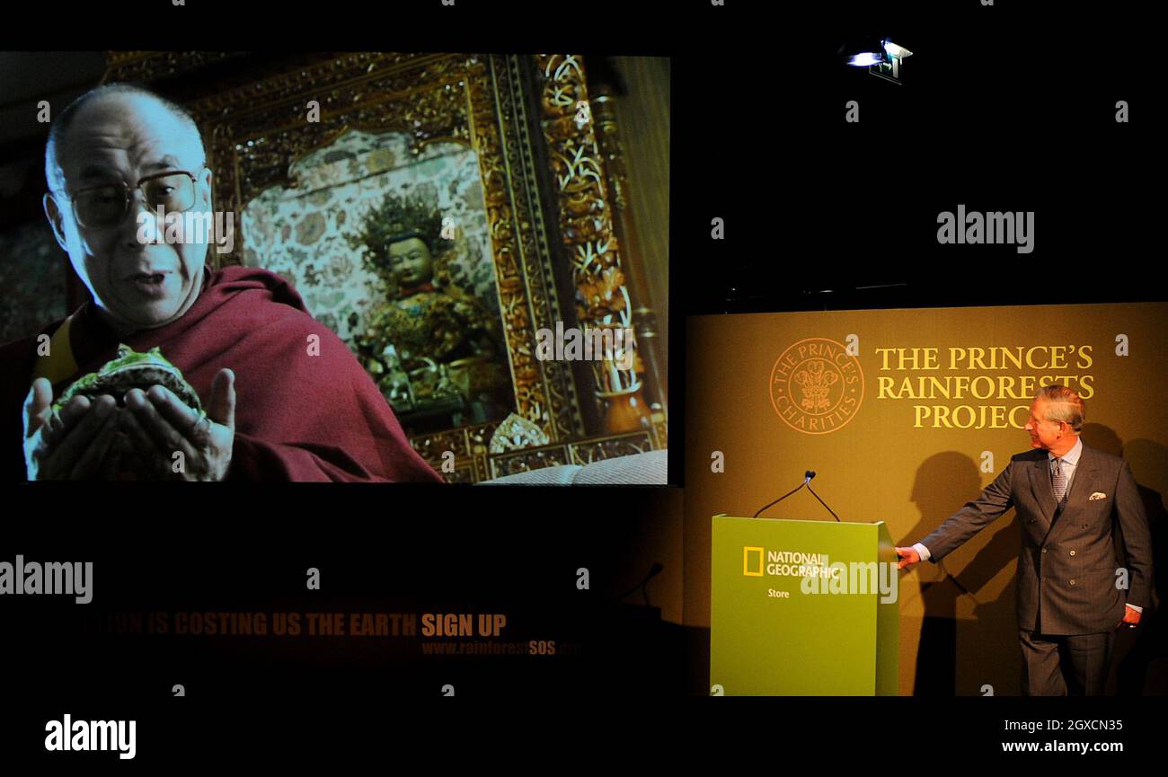 Prince Charles, Prince of Wales watches a live video link up with The ...