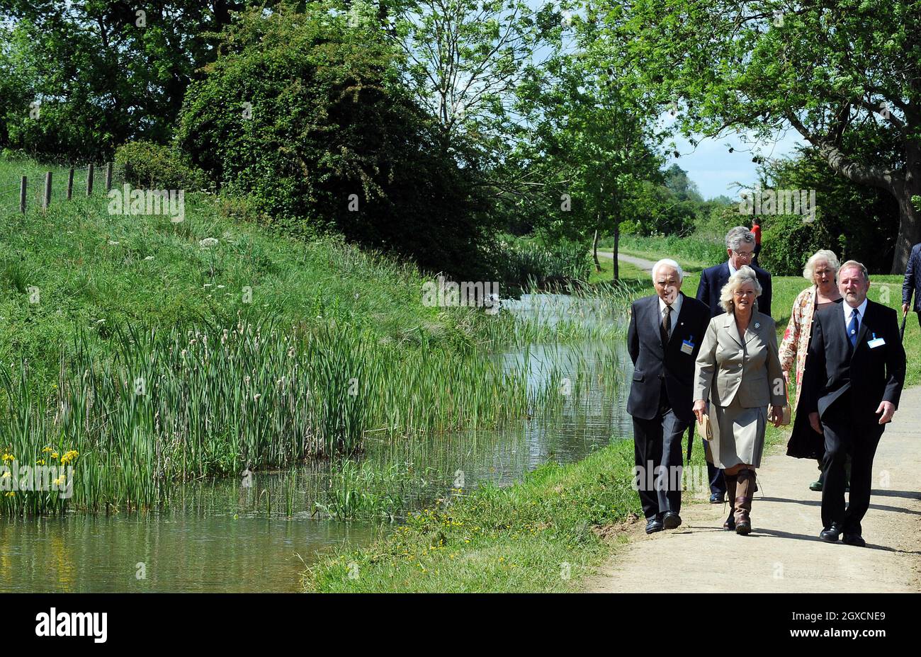 The Duchess Of Cornwall Walks To Open The Restored Double Bridge Part Of The Wilts And Berks