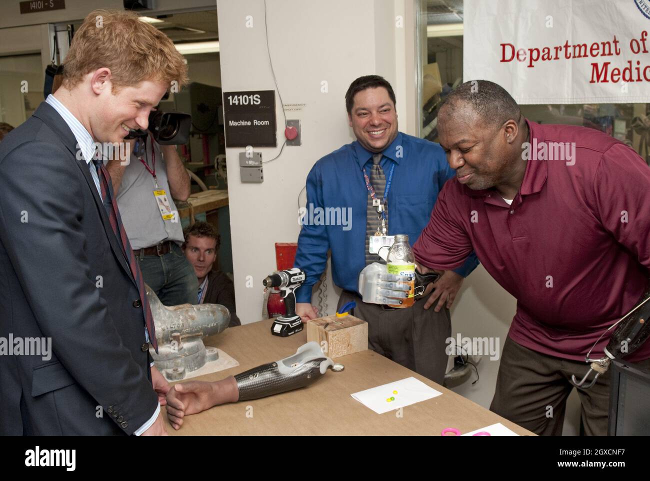 Prince Harry meets US Army Sgt Paul Yarbrough who demonstrates his DEKA ...