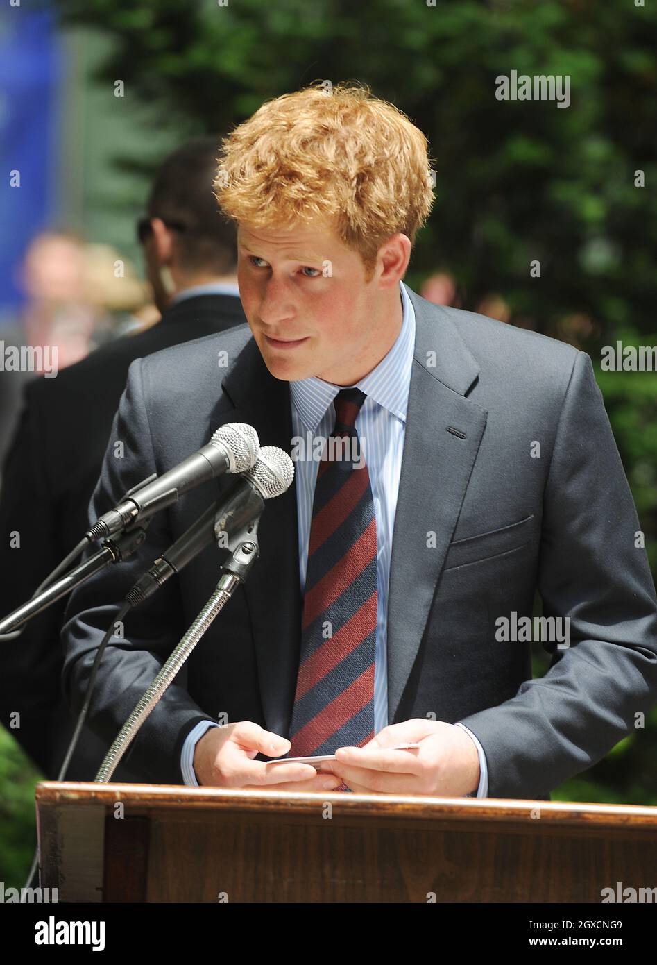 Prince Harry delivers a speech during the official naming of the ...