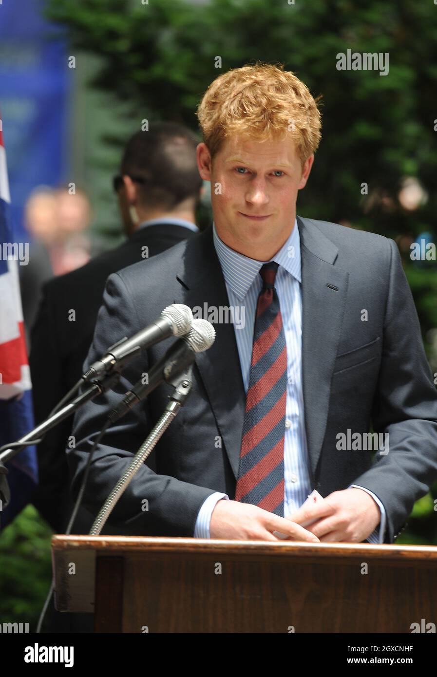 Prince Harry delivers a speech during the official naming of the ...
