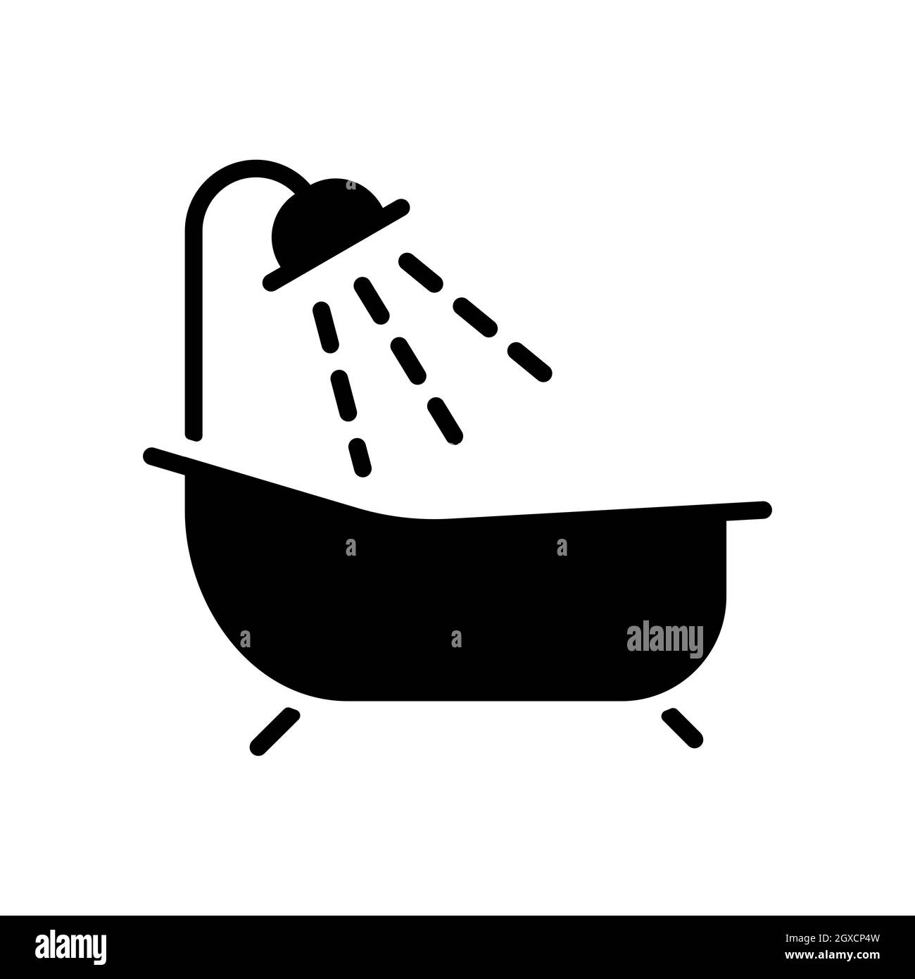 Bathroom vector glyph icon. Bath with shower sign. Graph symbol for ...