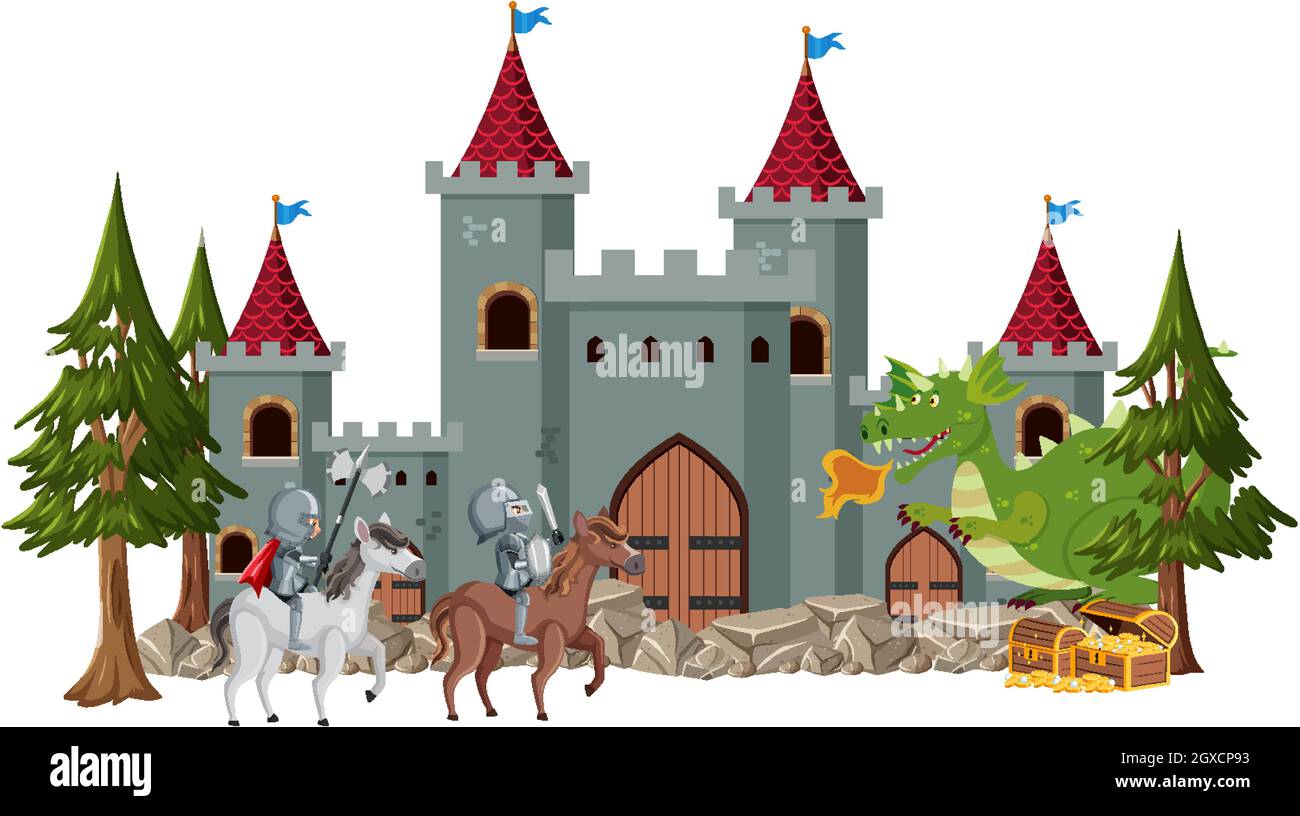 Knight in front of castle illustration Stock Vector Image & Art - Alamy