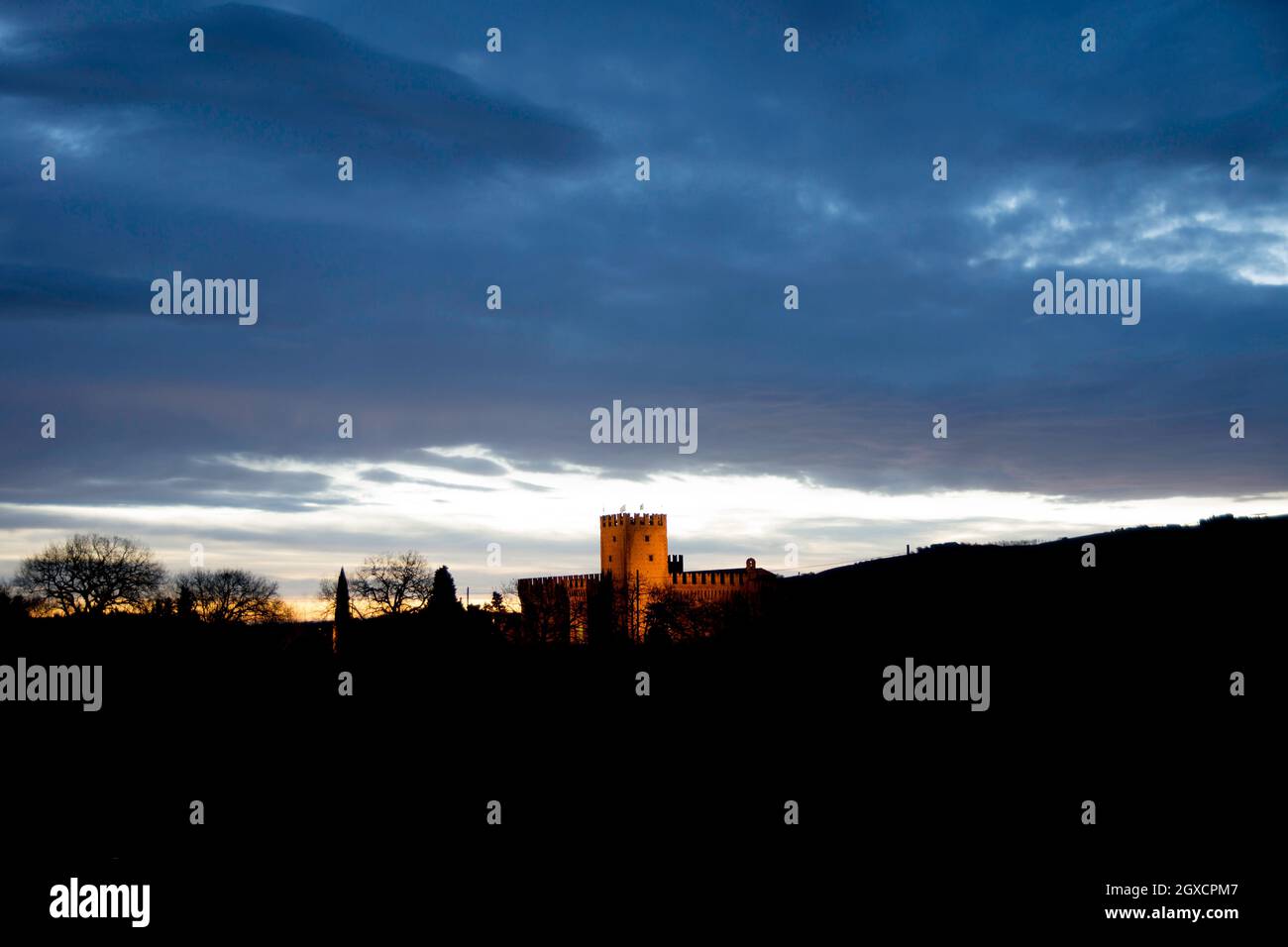 Sunrise on Rancia Castle, Tolentino village, Marche, Italy, Europe ...