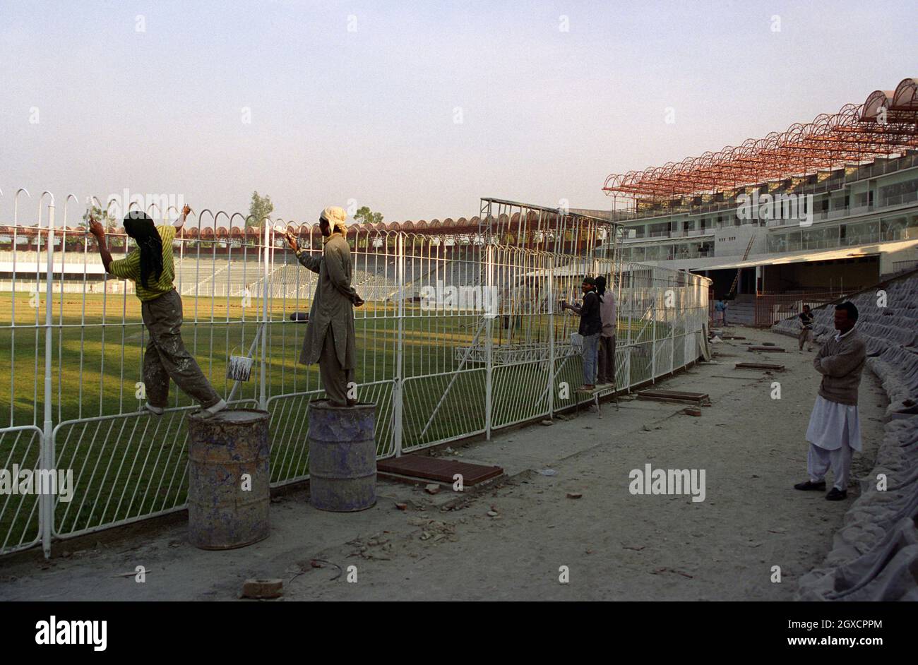 The Gaddafi Stadium in Lahore, Pakistan, is renovated in preparation ...