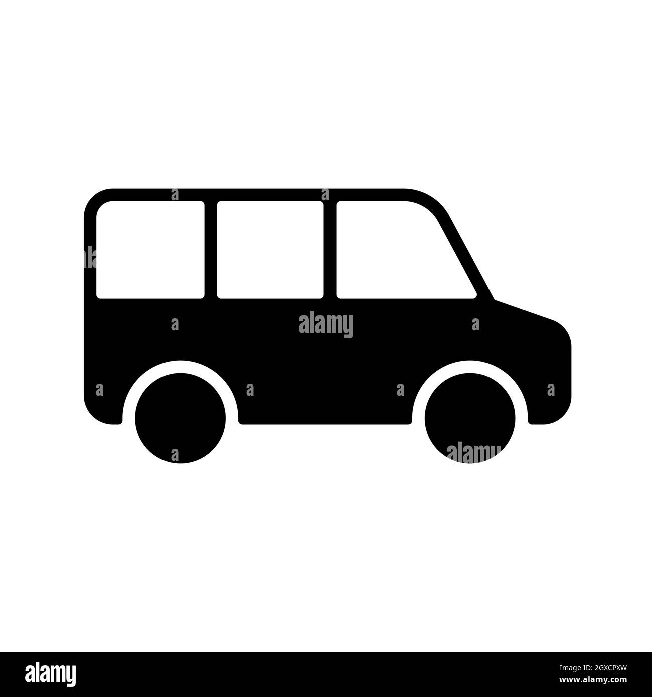 Airport shuttle minivan, shuttle bus vector glyph icon. Graph symbol ...