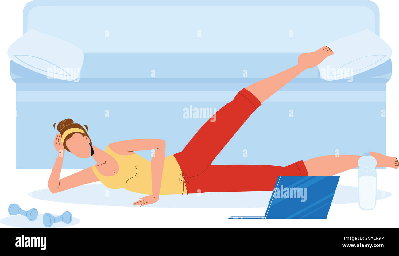 Woman Athlete Making Aerobics Exercise Vector Illustration Stock Vector ...