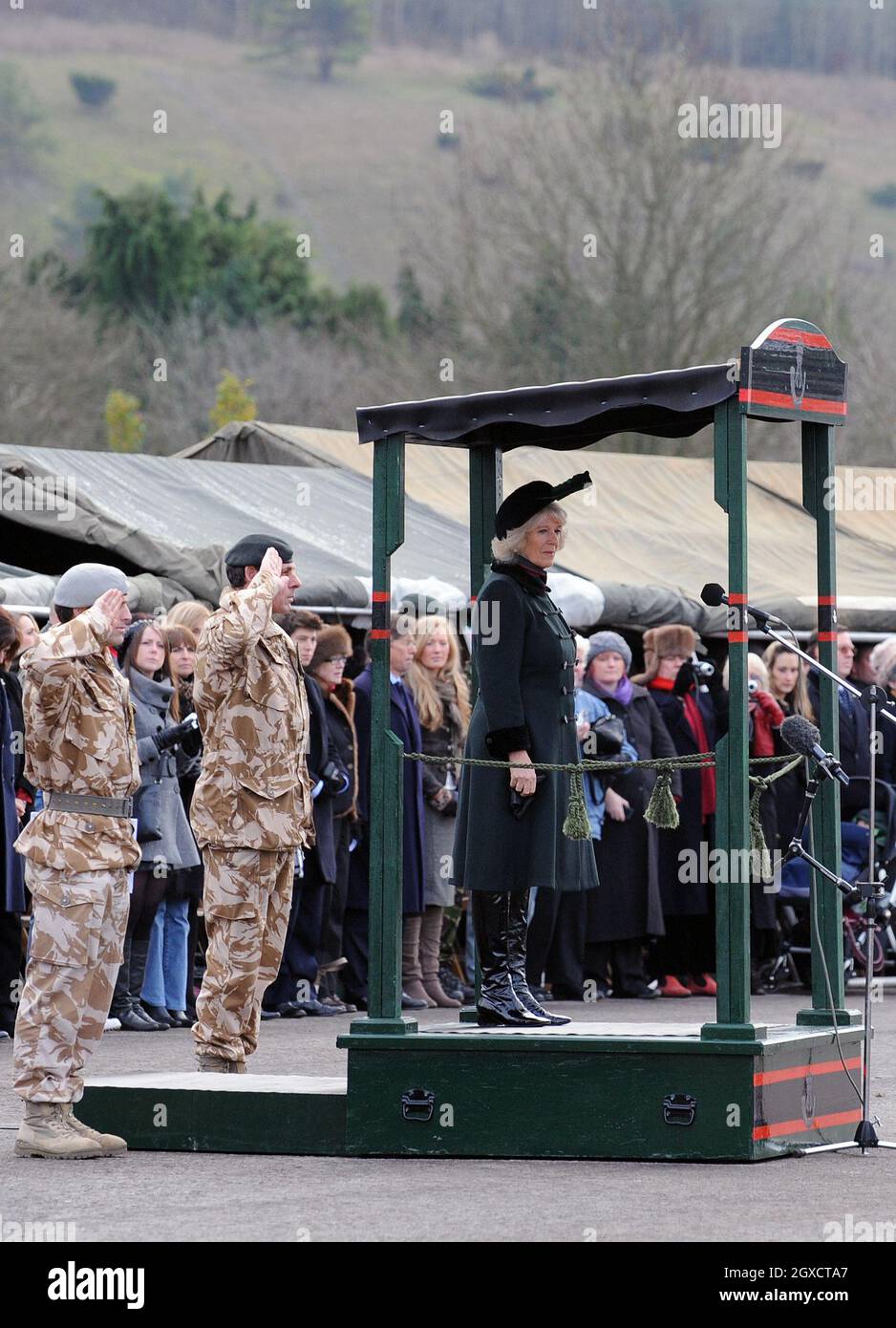 Camilla, Duchess of Cornwall, Royal Colonel, delivers a speech when she ...