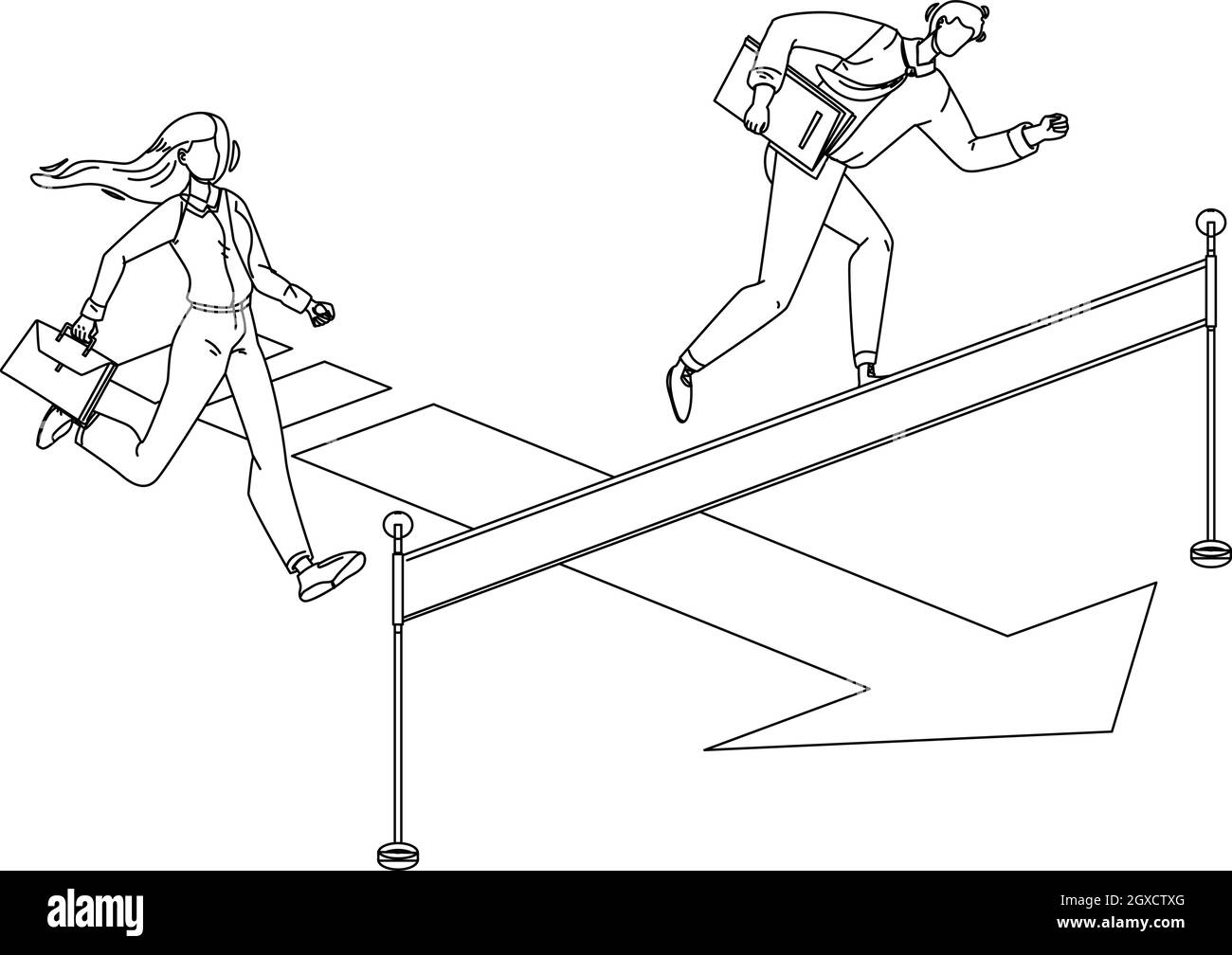 Man And Woman Rivals Running Characters Vector Stock Vector Image & Art ...