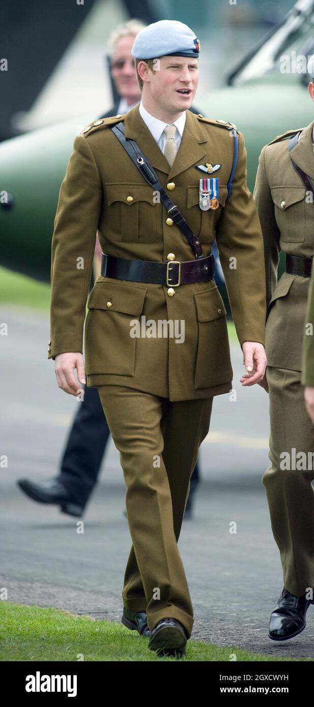 Prince Harry wears his Army Flying Corps blue beret following his pilot ...