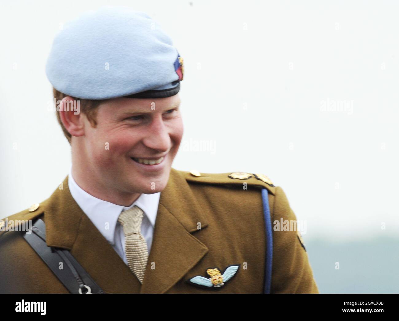 Prince Harry wears his Army Flying Corps blue beret following his pilot ...