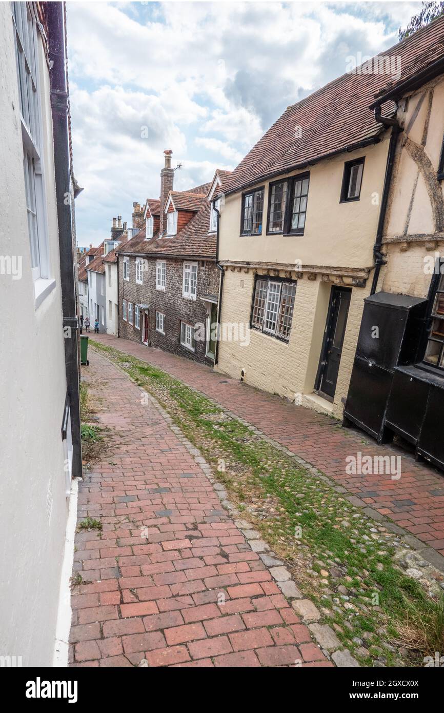 Lewes, East Sussex, UK. A mix of timber and stone medieval houses and ...