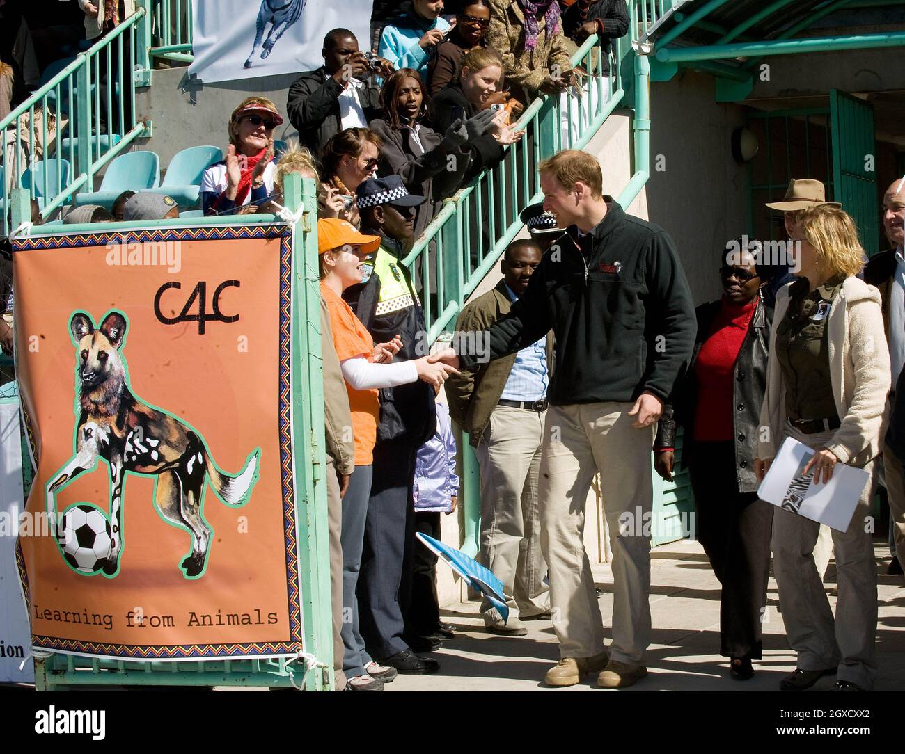 Prince William arrives for a visit to the Coaching for Conservation Project, which marries ...