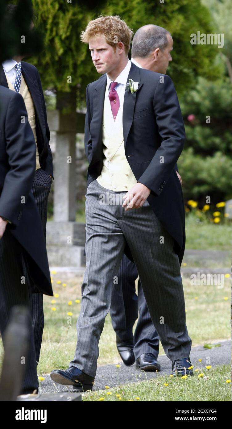 Prince Harry attends the wedding of his former Equerry Mark Dyer to ...