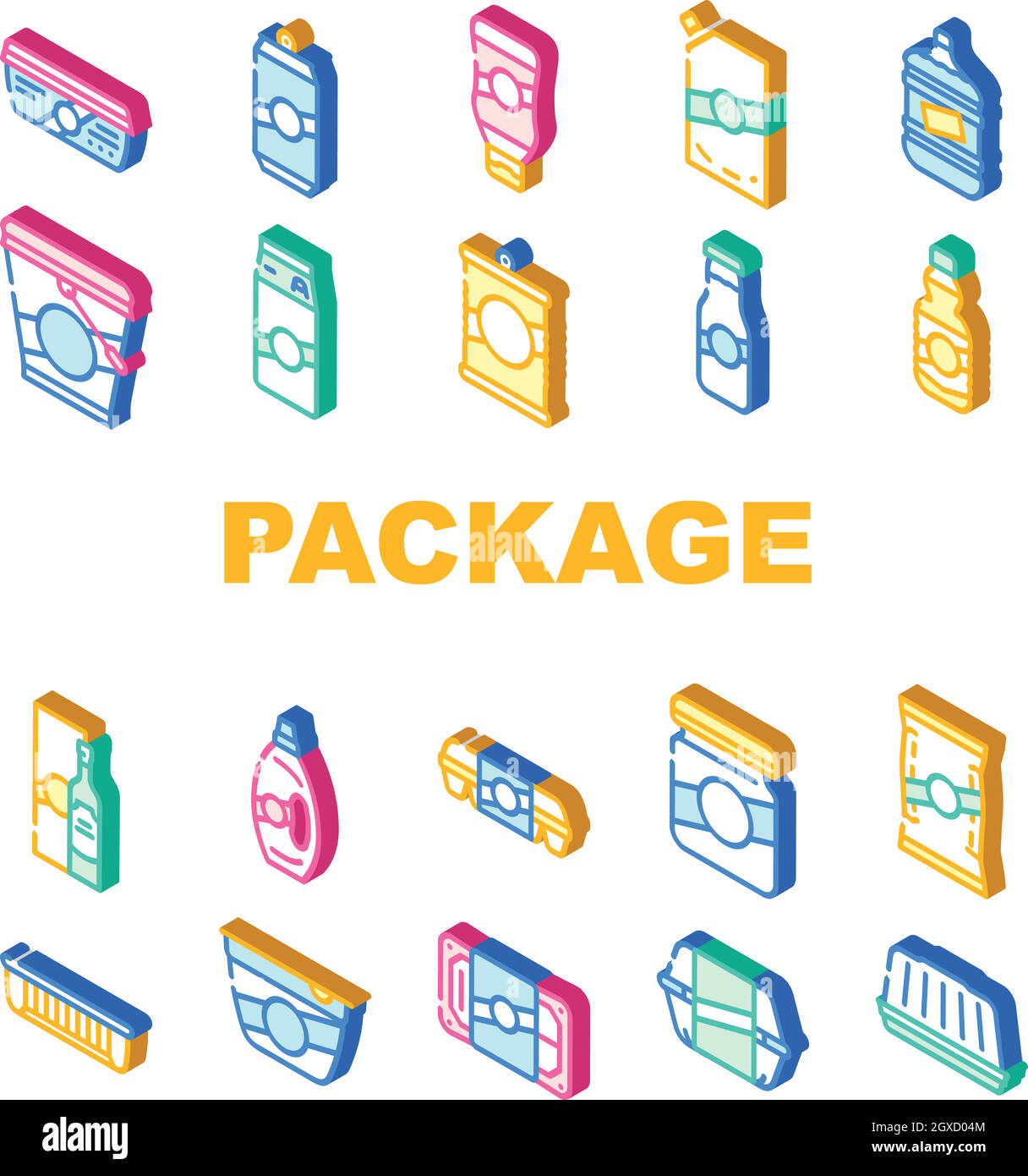 Package For Product Collection Icons Set Vector Stock Vector Image ...