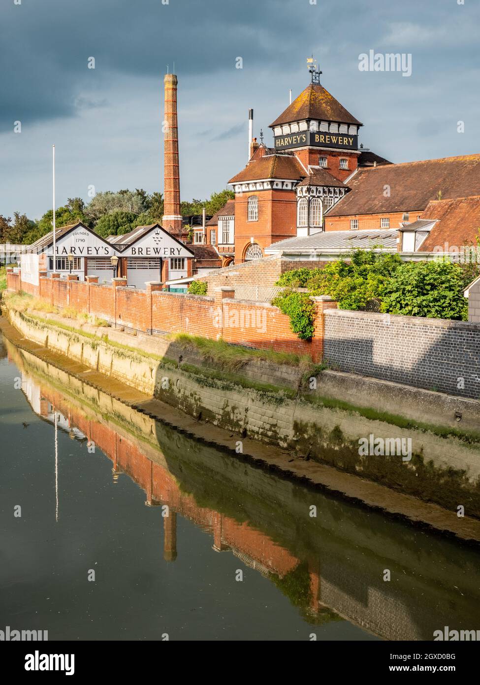 Harvey's Brewery, Lewes, East Sussex, England. The industrial buildings ...