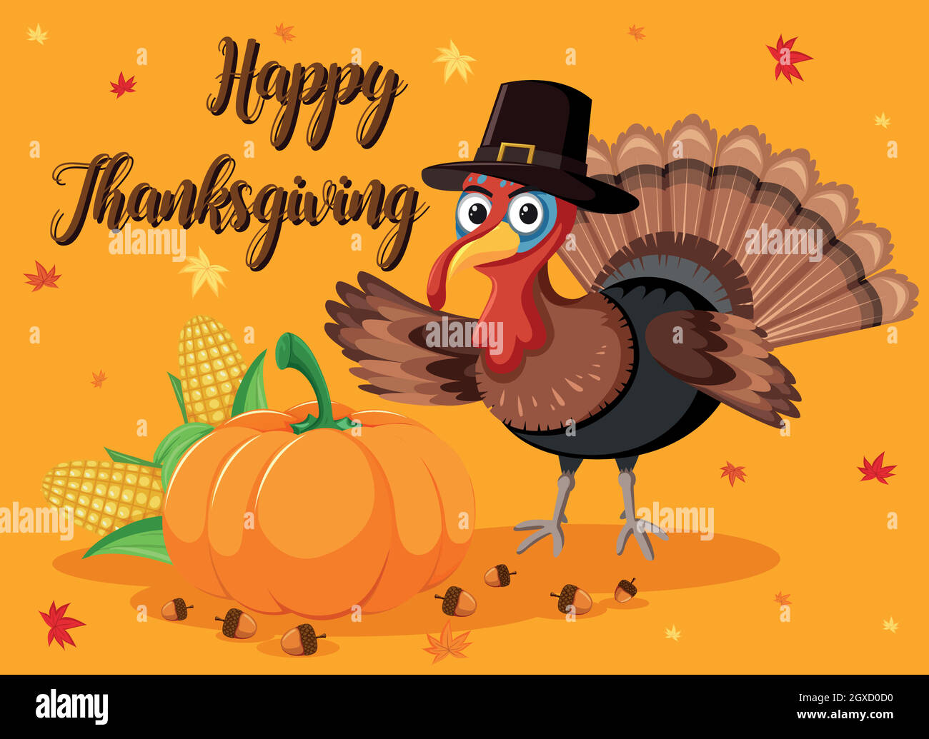 Happy thanksgiving pumpkin and turkey card Stock Vector Image & Art - Alamy